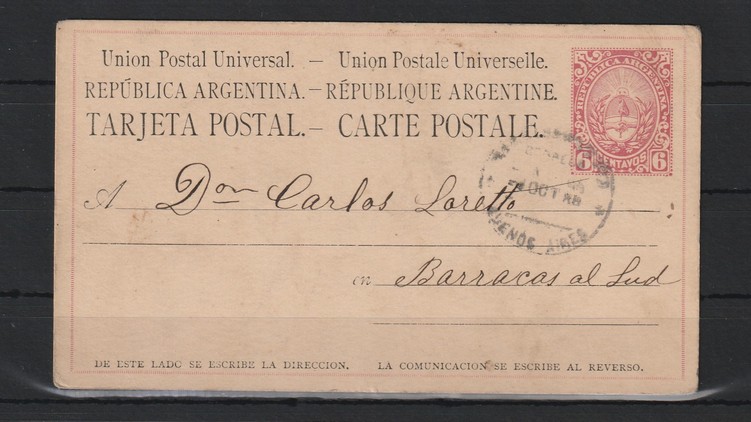 A236) Argentina vecchio intero andato a Barracas